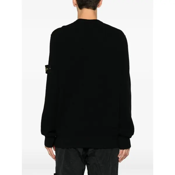 Stone Island Virgin Wool Crew Neck Jumper - Black