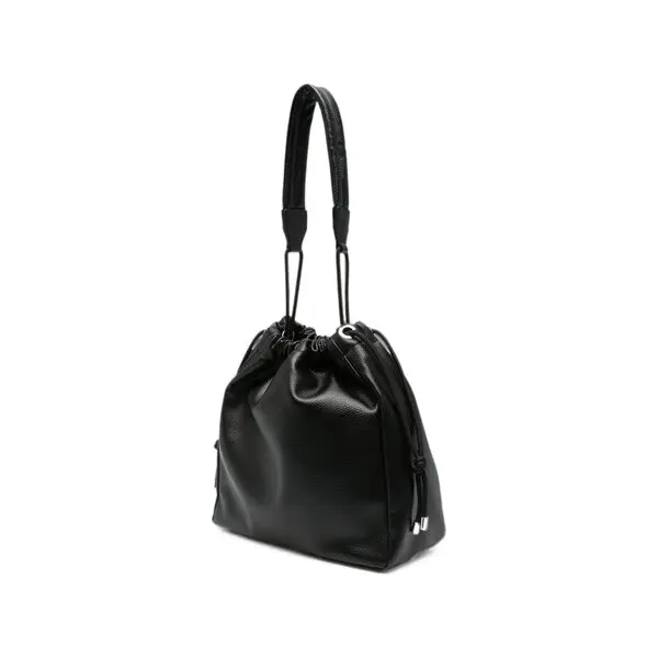 VIVIENNE WESTWOOD Grained Leather Drawstring Shoulder Bag - Black