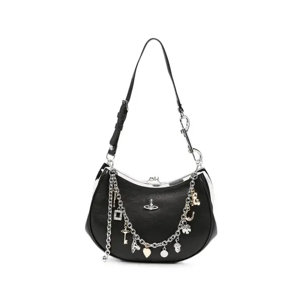 VIVIENNE WESTWOOD Leather Orb-motif Charm Shoulder Bag - Black