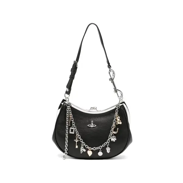 VIVIENNE WESTWOOD Leather Orb-motif Charm Shoulder Bag - Black