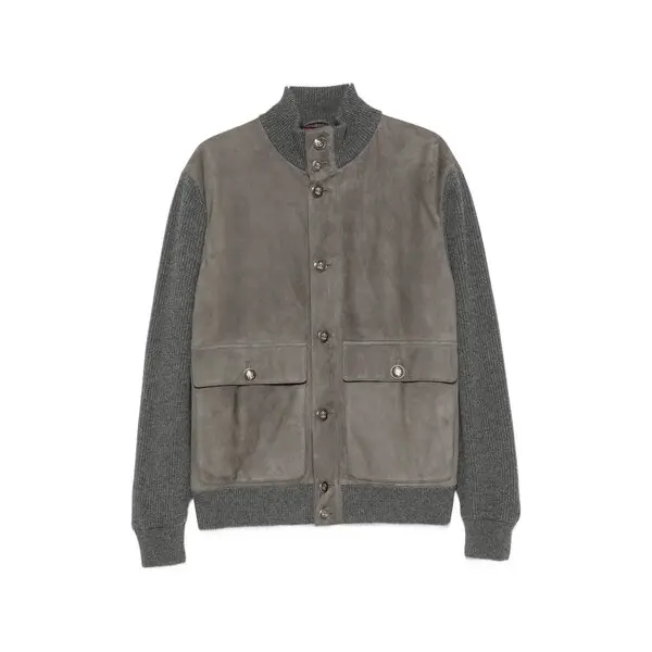 Brunello Cucinelli Grey Jackets Leather Jackets - Gray