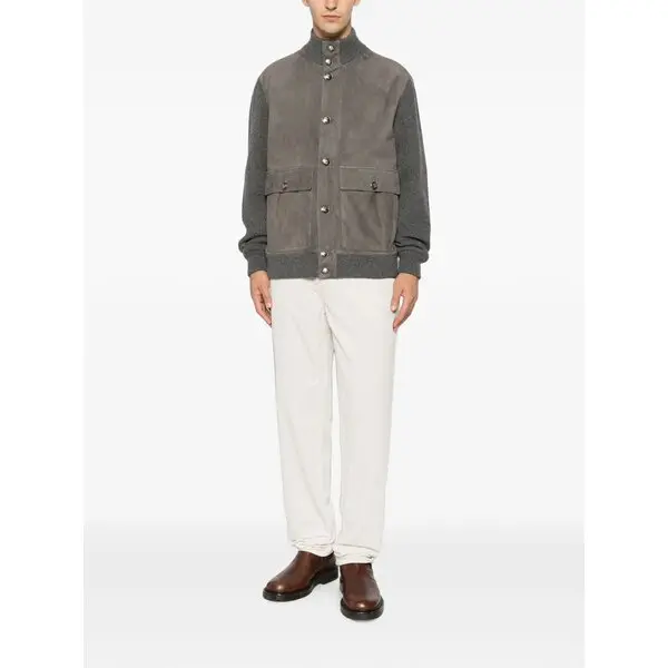 Brunello Cucinelli Suede And Knit High Neck Jacket