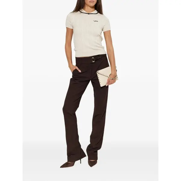 Valentino Garavani Cable-knit Short Sleeve Top With Contrast Trim