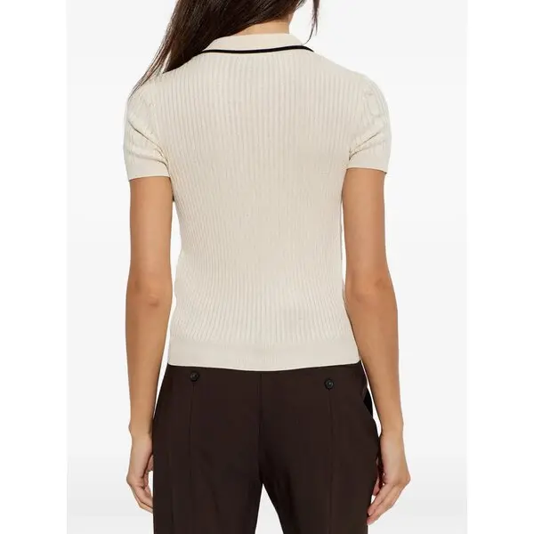 Valentino Garavani Cable-knit Short Sleeve Top With Contrast Trim