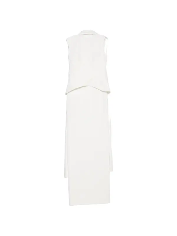 Solace London Sleeveless High Neck Maxi Dress With Peplum Waist And Draped Back Panel - Multicolor