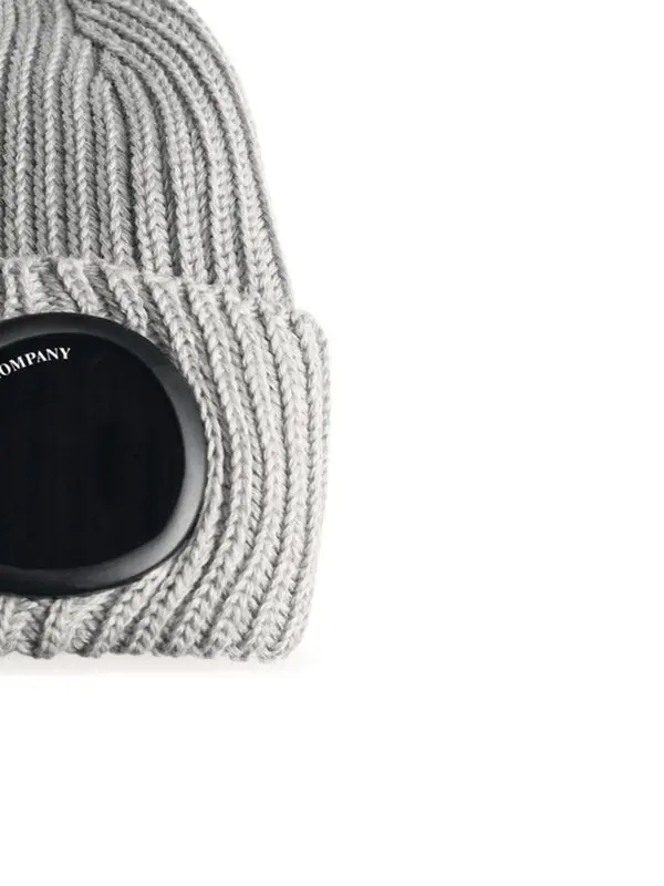 C.P. COMPANY Wool Beanie With Goggles Applique - Gray