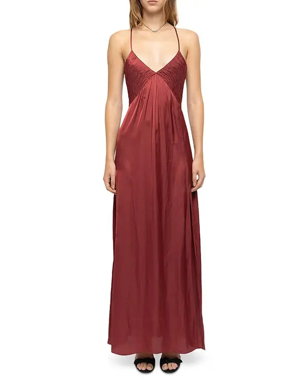 Zadig&Voltaire Rayonne Satin Maxi Dress - Cherry