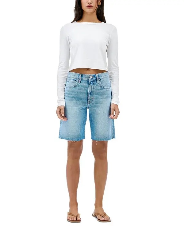 SLVRLAKE High Rise Bermuda Cut Off Jean Shorts
