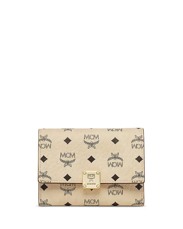Mcm Aren Small Visetos Canvas Wallet - Beige/black