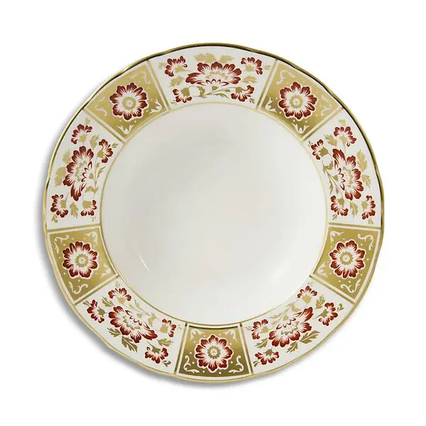 ROYAL CROWN DERBY Panel Rim Soup Bowl - Red