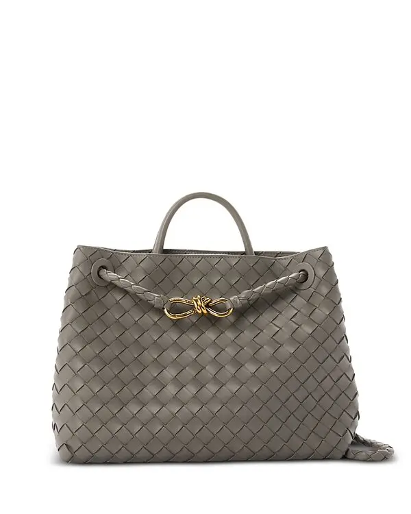 Bottega Veneta Small Andiamo Intrecciato Leather Top Handle Bag - Basalt