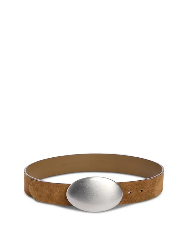 Madewell Oval Plaque Suede Belt - Forage