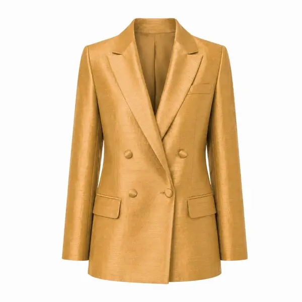 GUSHKA Gold / Yellow Gold Saffron Silk Shantung Blazer Jacket