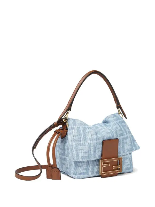 Fendi Mamma Baguette Small Denim Handbag