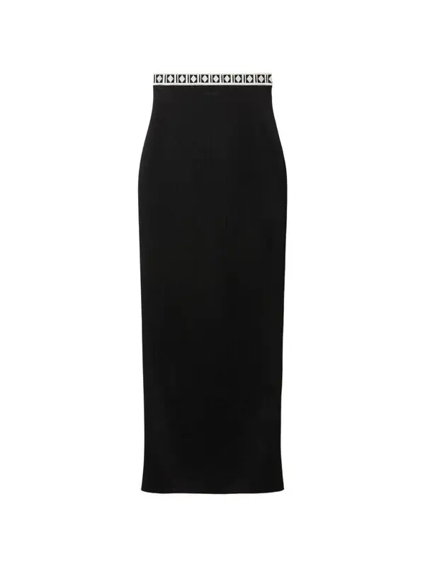 Versace Knit Viscose Blend Maxi Skirt With Geometric Jacquard Waistband - Multicolor