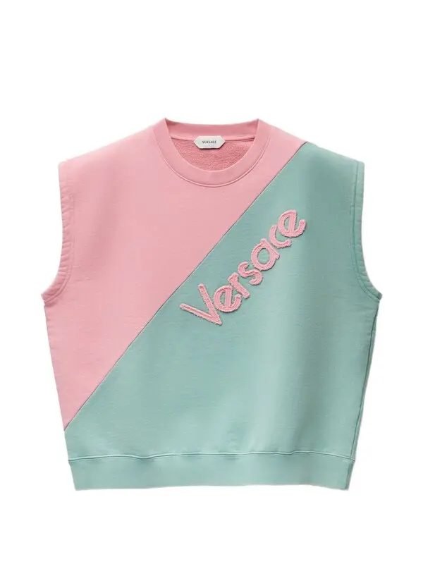 Versace Embroidered Logo Cotton Sweatshirt - Multicolor