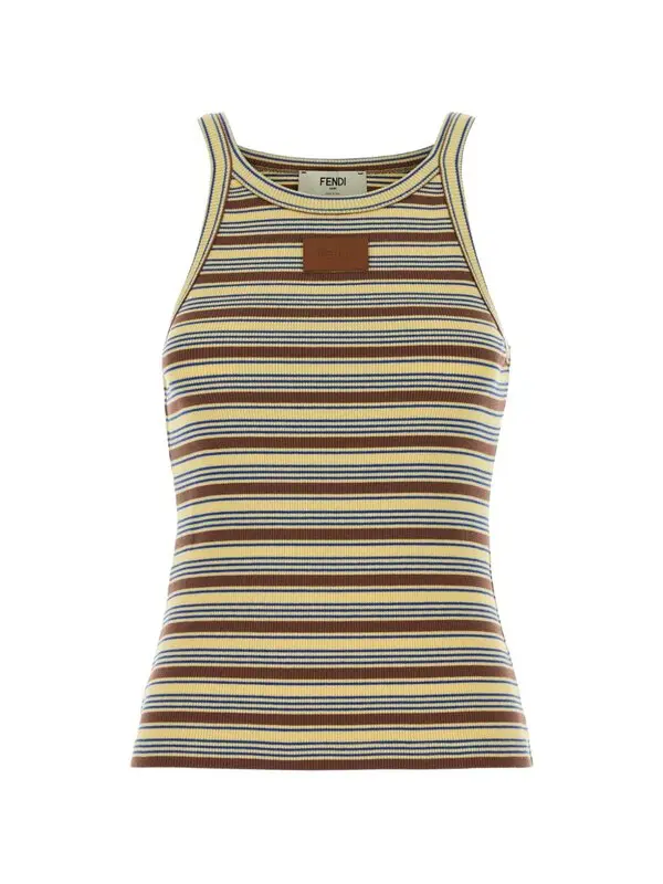 Fendi Striped Cotton Tank Top