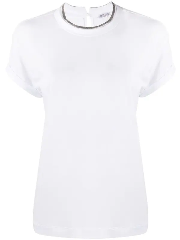 Brunello Cucinelli Monili Collar Cotton T-shirt - Multicolor