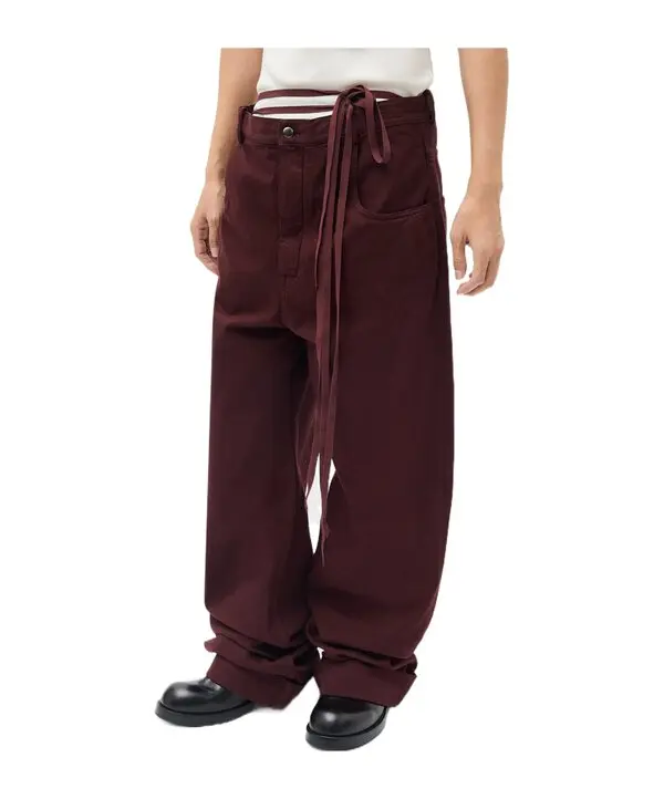 ANN DEMEULEMEESTER Michael High Comfort Trousers - Reddish Brown