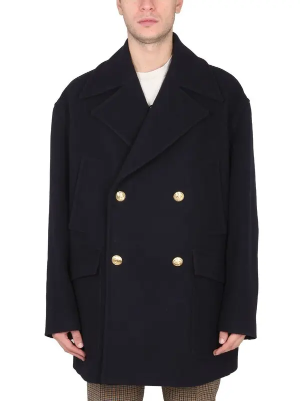 Palm Angels Double-breasted Coat - Blue