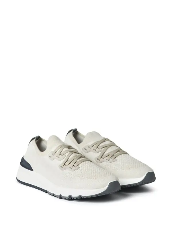 Brunello Cucinelli Cotton-blend And Leather Lace-up Sneakers