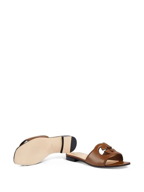 Gucci Cut Leather Flat Sandals
