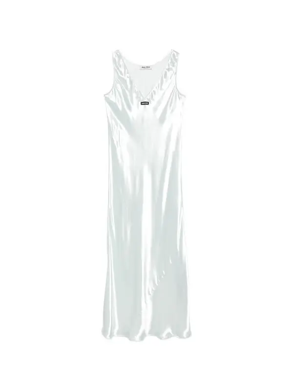 Miu Miu Satin V-neck Maxi Dress - Multicolor