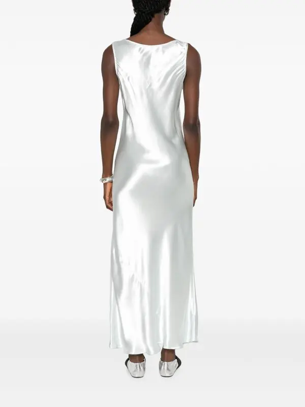 Miu Miu Satin V-neck Maxi Dress - Multicolor