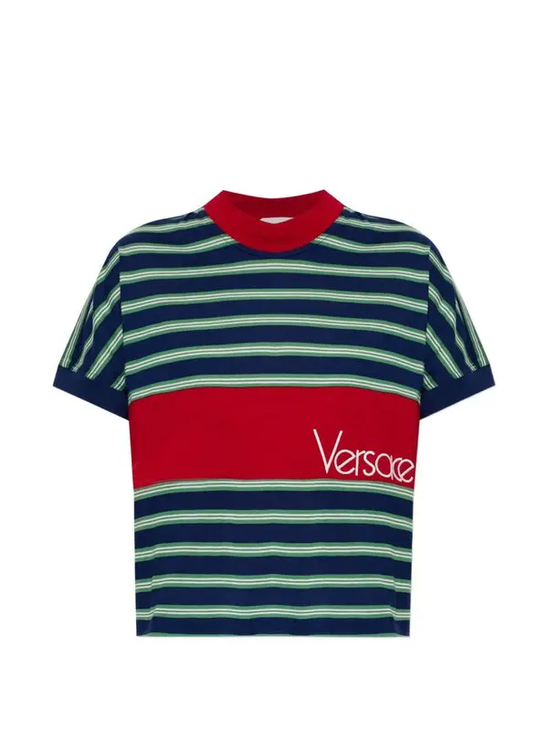 Versace Striped Cotton T-shirt - Multicolor