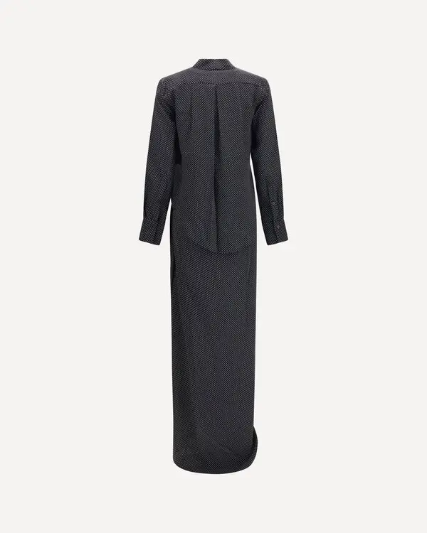 SA SU PHI Cross-over Maxi Dress With Micro Polka Dots