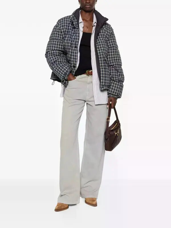 Miu Miu Check Pattern Reversible High Neck Jacket