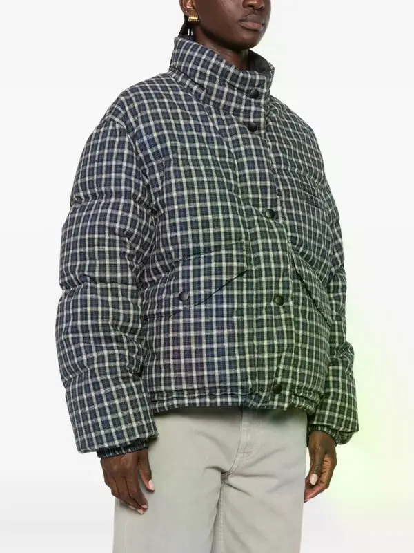 Miu Miu Check Pattern Reversible High Neck Jacket