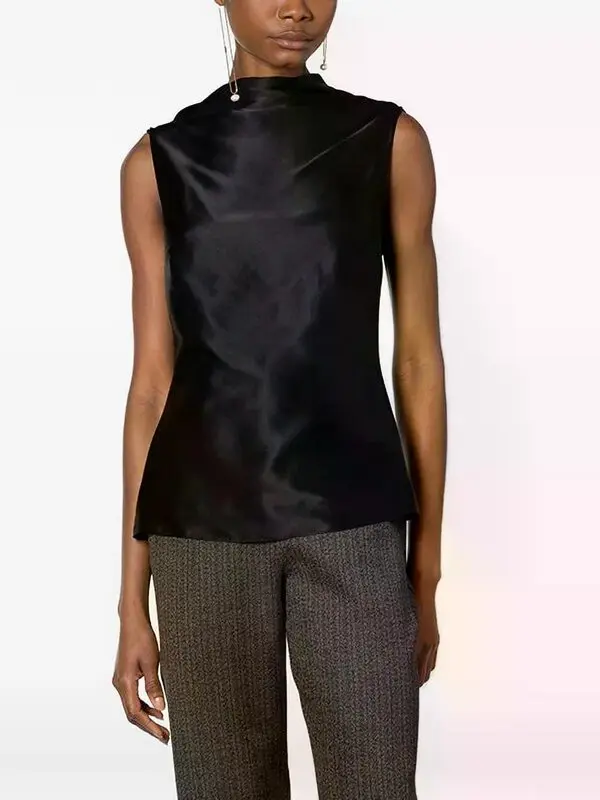 ROKSANDA Maris Silk-satin Sleeveless Blouse - Black