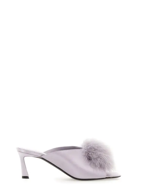 Saint Laurent Mae" Satin Crepe Mules - Purple