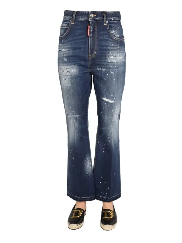 Dsquared2 High Waist Wide Leg Jeans - Blue