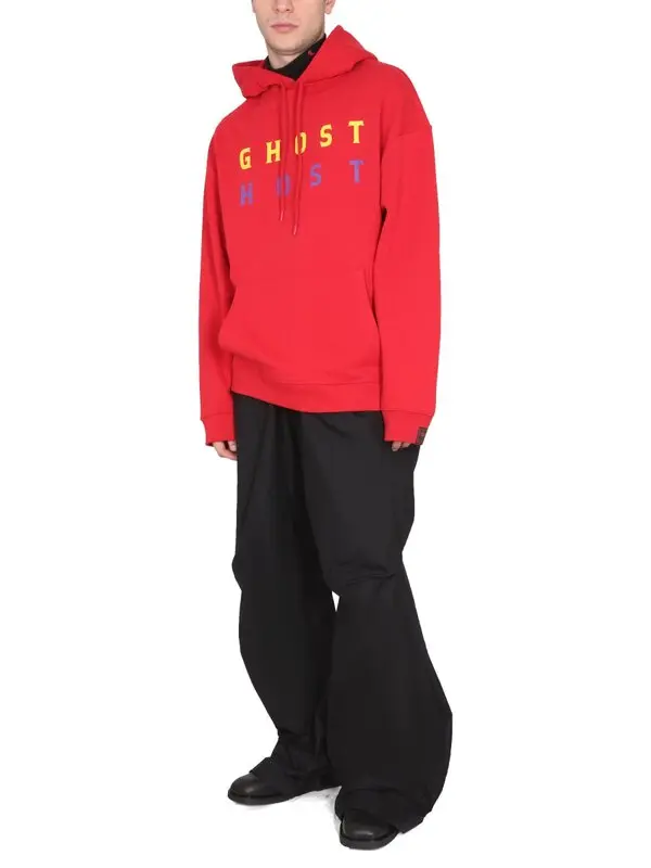 Raf Simons Oversized Logo Hoodie - Red