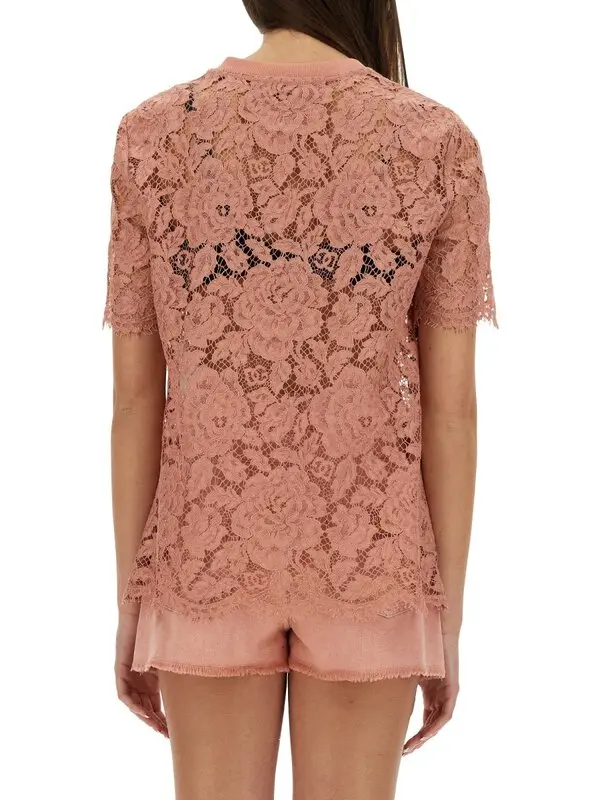 Dolce & Gabbana Cordonetto Lace T-shirt - Pink