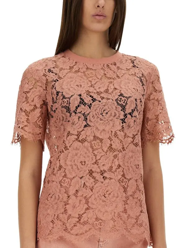 Dolce & Gabbana Cordonetto Lace T-shirt - Pink
