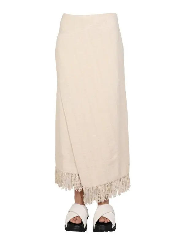 JIL SANDER Wrap Skirt With Fringe Detail - Multicolor