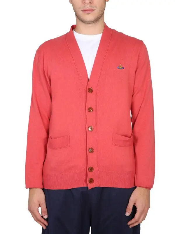 VIVIENNE WESTWOOD Cardigan With Orb Embroidery - Red