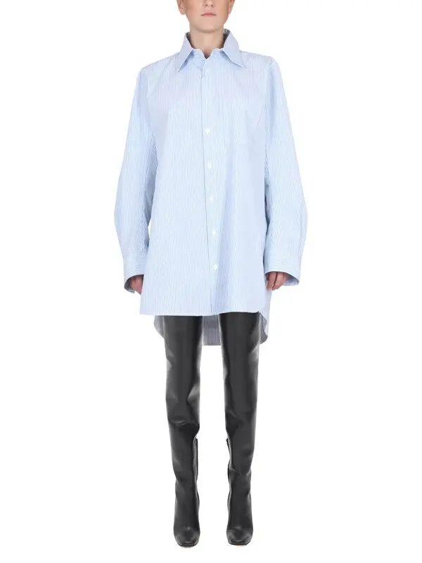 Bottega Veneta Striped Shirt With Curved Hem
