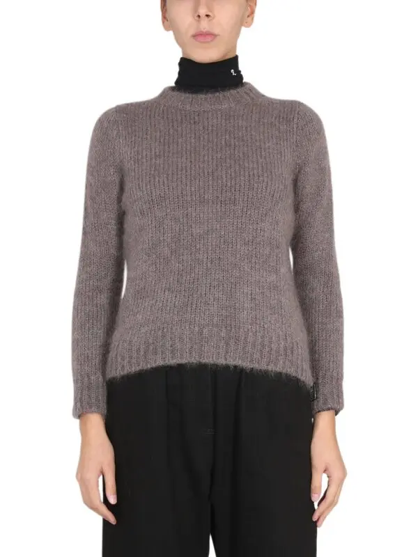 Raf Simons Mohair Crewneck Sweater With Patch Logo - Multicolor