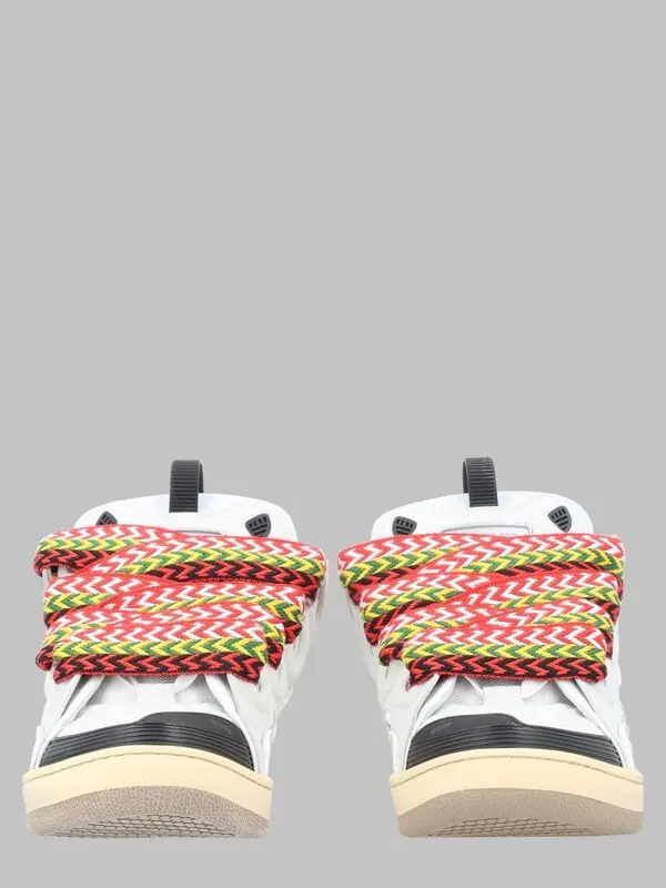 LANVIN Leather Sneakers With Red, Yellow, And Green Laces - Multicolor