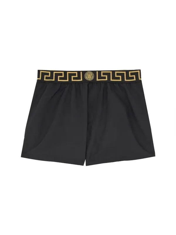 Versace Short Da Mare Con Bordo Greca - Black