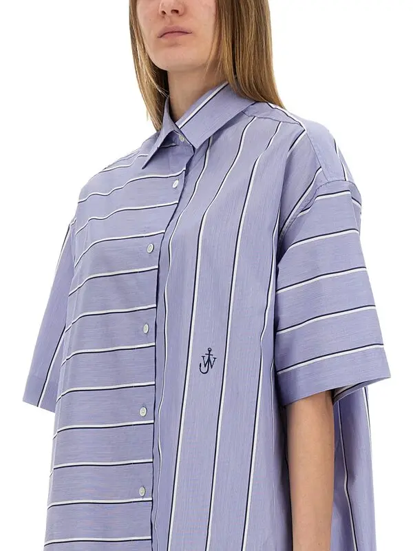JW Anderson Oversized Striped Organic Cotton Shirt Dress - Multicolor