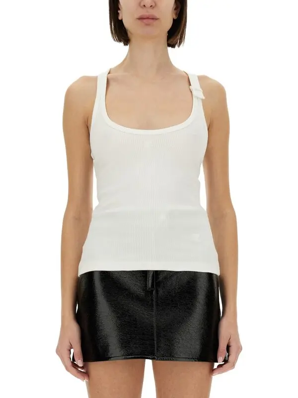 COURREGES Ribbed Tank Top With Bow Detail - White