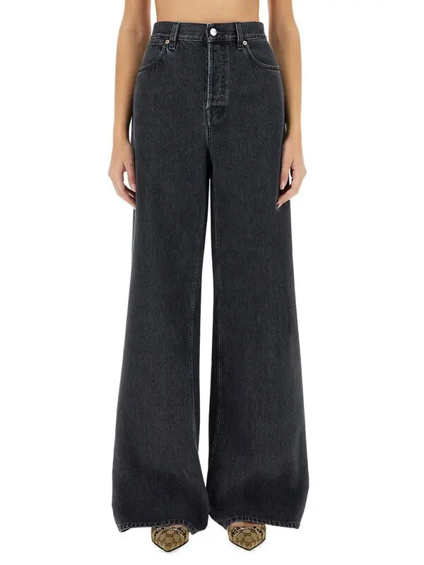 Gucci Wide Leg Denim Pants - Multicolor
