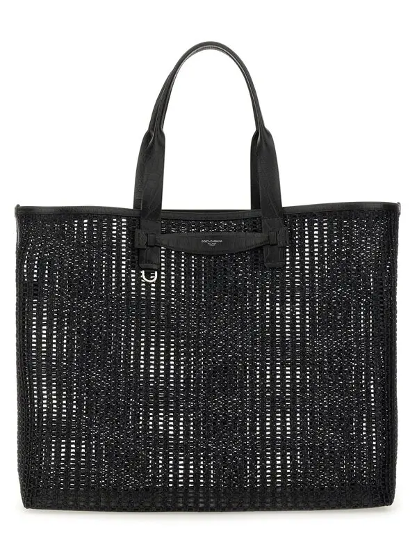 Dolce & Gabbana Woven Mesh Shopping Bag - Black