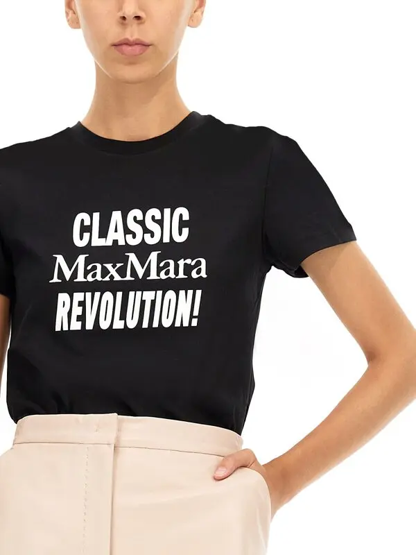 Max Mara Gerard Cotton T-shirt With Logo Print - Black