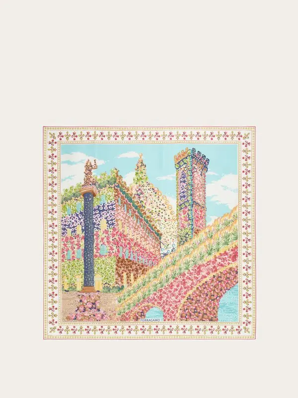 FERRAGAMO Palazzo Spini Feroni Print Silk Scarf - Multicolor